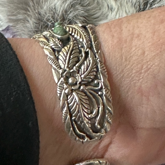 Jewelry | Green Turquoise Statement Sterling Silver Cuff | Poshmark